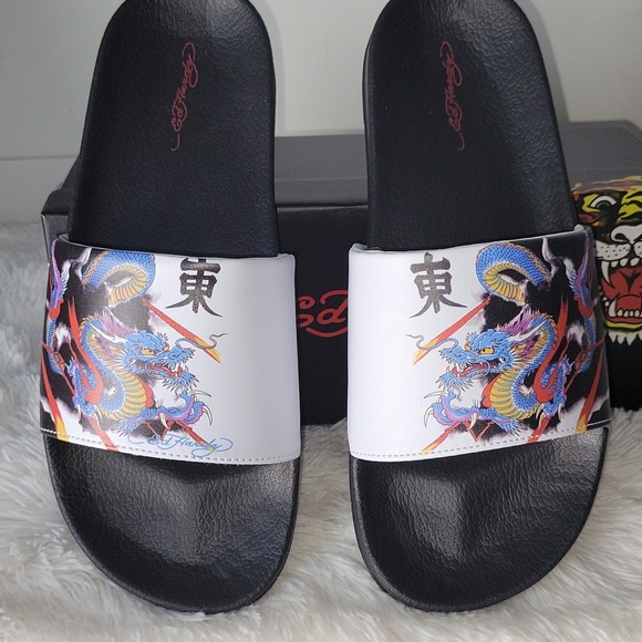 Ed Hardy | Shoes | Mens Ed Hardy Dragon Sport Slides Us 1 | Poshmark